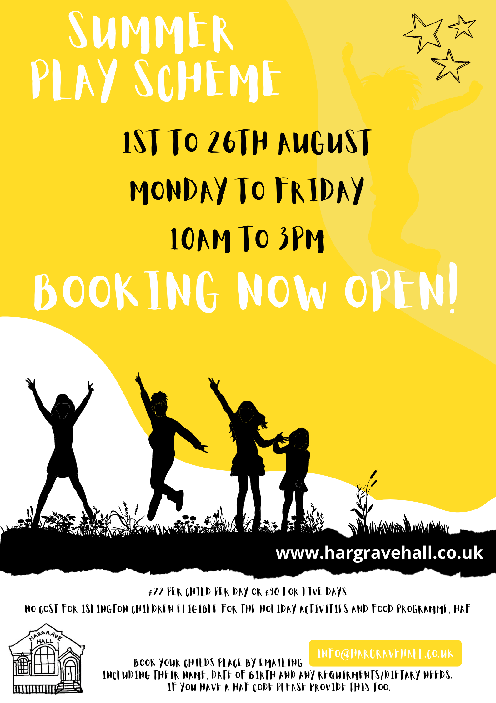 BOOKiNG NOW OPEN! – Hargrave Hall Community Centre